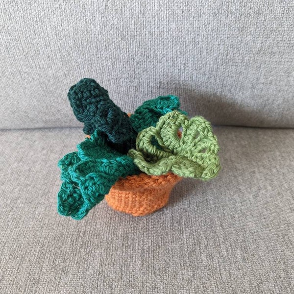 Monstera Leaf Crochet Pattern and Video Link + Terra Cotta Pot (PDF and ...