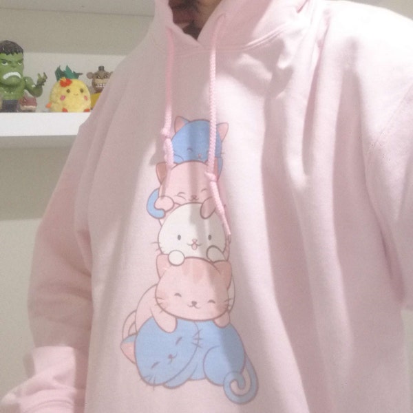 Transgender Pride Flag Kawaii Cat Hoodie / LGBTQ Subtle Pride Cute ...