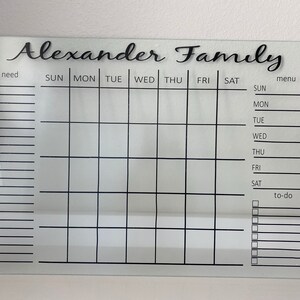 Weekly Calendar Vinyl Decal for Dry Erase Board or Frame 16 X - Etsy