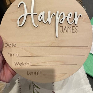 Baby Name Announcement Sign, 3D Hospital Name Wood Sign, Birth Stats ...