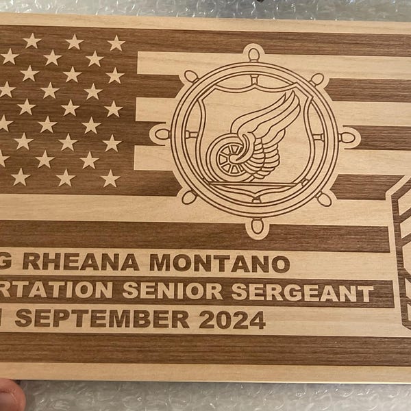 Custom Military Flag Plaque - Personalized Wood Flag With Engraved ...