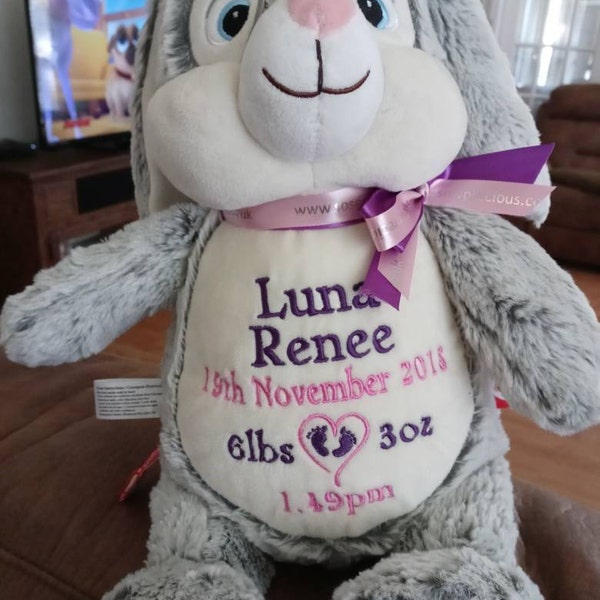 Personalised Cubbies Bunny Rabbit, Embroidered Baby Gift, Teddy Bear ...