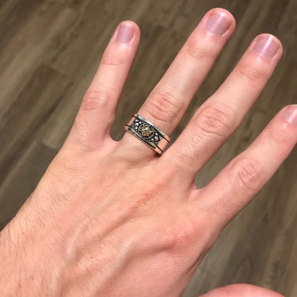 D20 Mens Band Mixed Metals Sterling and 14k Options the Original D&D ...