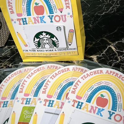 Teacher Appreciation Gift Card Holder Printable, Teacher Thank You Card ...