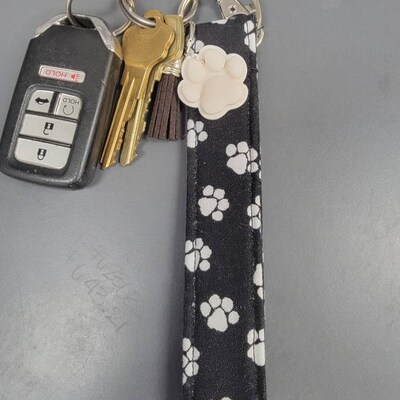 Blue Denim Jeans Key Fob Wristlet Keychain With Tassels - Etsy