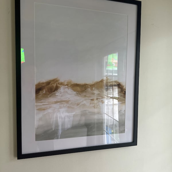 Breeze Abstract Modern Coastal Landscape Artwork Printable, Muted Gray ...