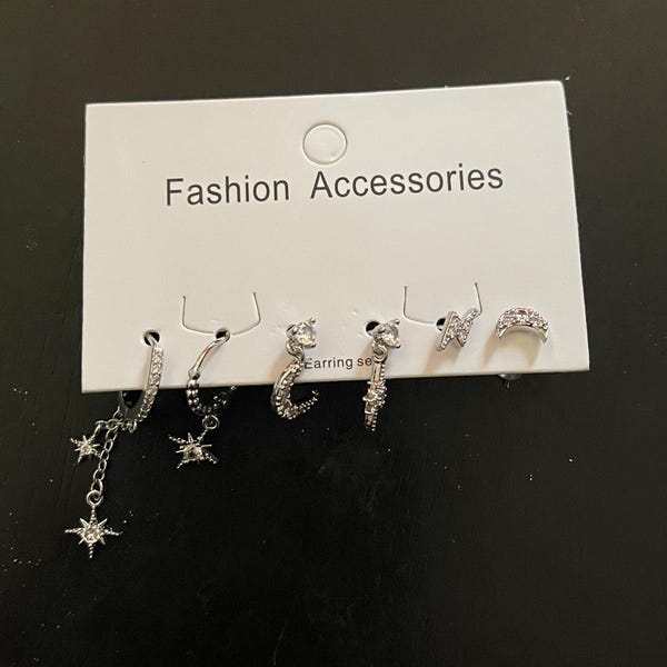 Star & Moon Earrings Set, Celestial Earring Stack for Multiple ...