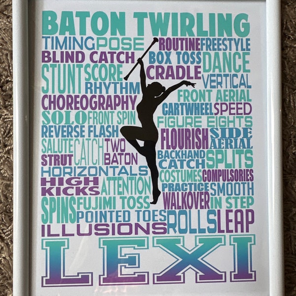 Baton Twirling Poster, Baton Twirling Sign, Gift for Baton Twirler ...