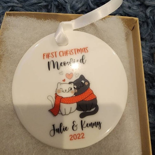 First Christmas Meowied Ornament, Cat Wedding Gift, Christmas Gift for ...