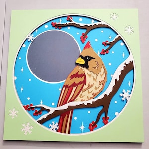3D Cardinal Memorial SVG Female Cardinal/ Personalized Memorial Shadow ...