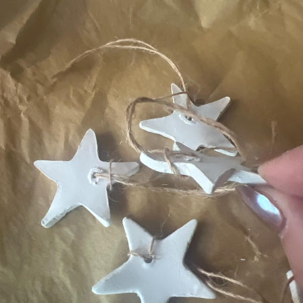 White Clay Stars • Set of 5 0r 10 Rustic Scandi Hanging Christmas Tree ...