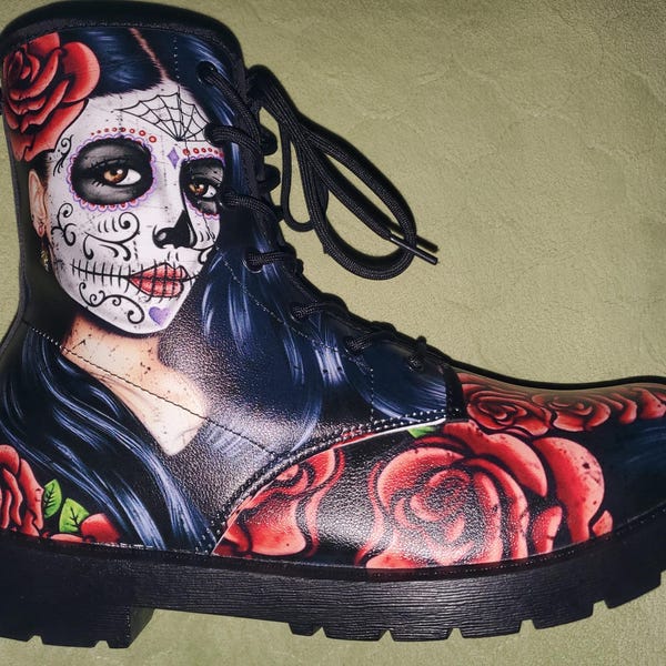 Motorcycle Biker Skull Grim Reaper Boots for Men Women, Gothic Boots ...