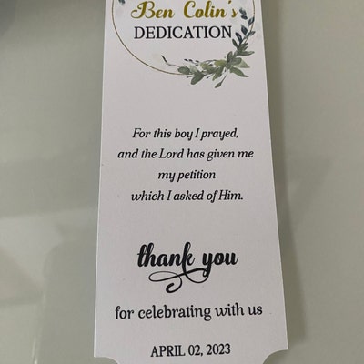 Printed Bookmark Favors, Baptism Bookmarks, Personalized First ...