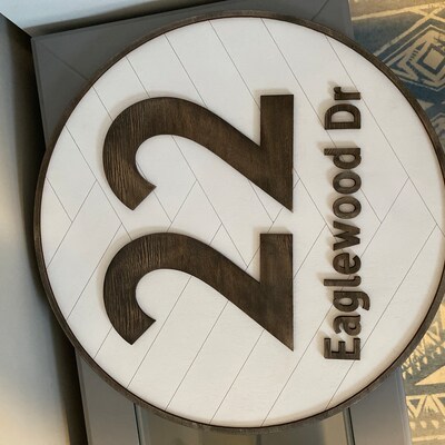 White Round House Sign, House Number Plaques 10, 12, 16, 18, 20 Inches ...