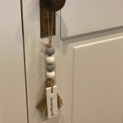 Occupied Bathroom Door Sign Do Not Disturb Wood Bead Tassel Clay Tag ...