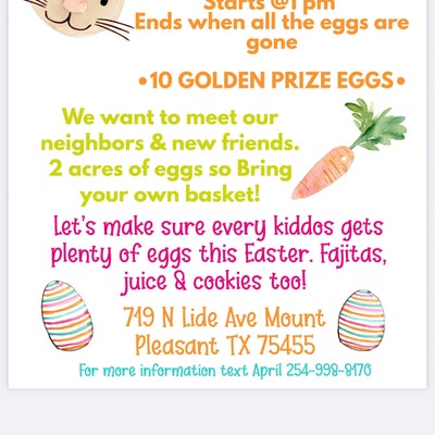 Editable Easter Egg Hunt Flyer, Easter Party Invite, PTA PTO Flyer ...