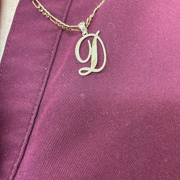10k Solid Gold Initial Pendant Necklace - Letter Jewelry Gift - Etsy