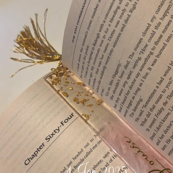 Pink and Gold Fully Customisable Bookmark With Tassel Personalised ...
