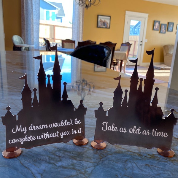 Castle Wedding Table Numbers | Engraved Laser Cut in Gold Silver ...