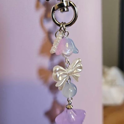 Blue Pink Purple Aesthetic Y2k Beaded Star Keychains - Etsy