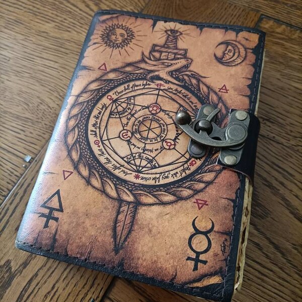 Moon Phases Sun and Moon Printed Leather Journal for Men & Women ...