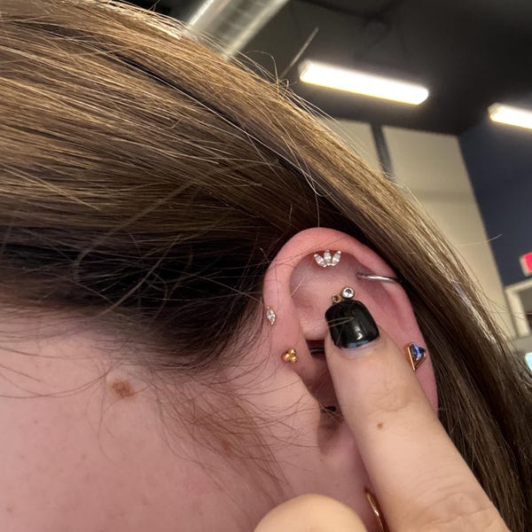 18G Tiny Three Ball Push Pin Labret Stud, Sterling Silver Tri Bead ...