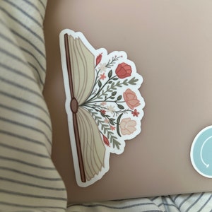 Floral Book Sticker / Open Book Sticker / Reading Sticker / - Etsy