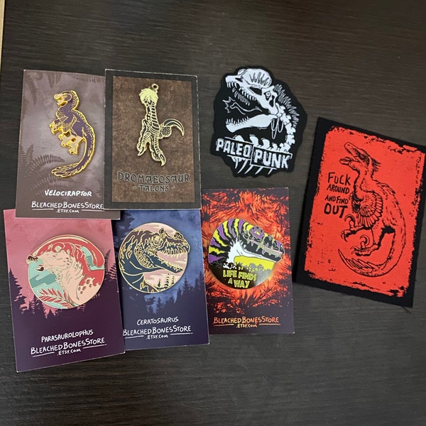 Dilophosaurus Paleo Punk Jacket Patches, Natural History Paleoart ...