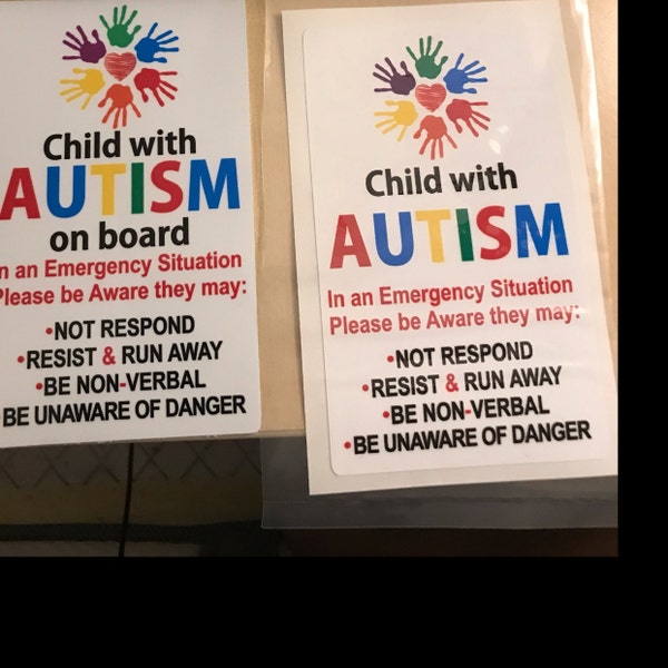 Child With Autism on Board Sticker Car Truck Window Vehicle Emergency ...