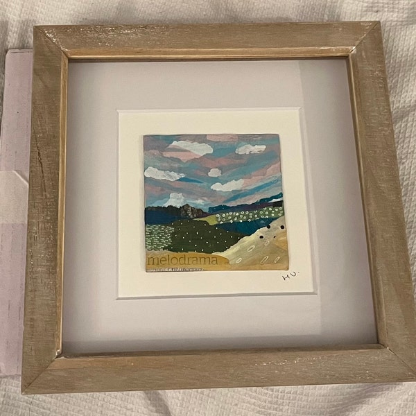 Original Colourful Collage Landscape Painting, Small Handmade ...