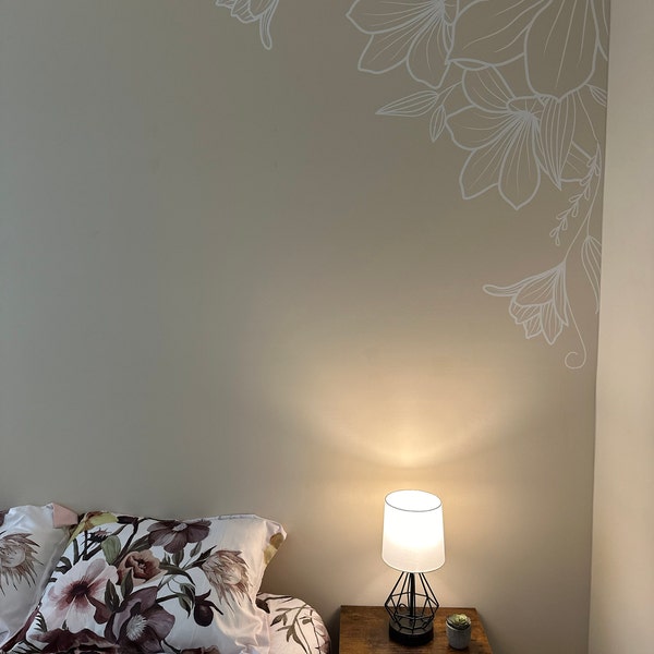 Line Drawing Corner Wall Decals, Accent Floral Line Drawing Corner ...