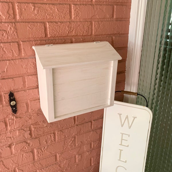 Mailbox, Wood Mail Box, Unfinished Mailbox, Outdoor Mail Box, Wall ...