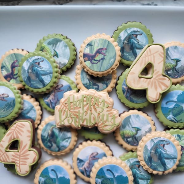 Edible Dinosaur Cupcake Cookie Oreo Cake Toppers, Wafer Paper or ...