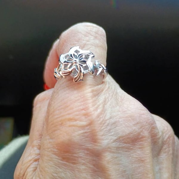925 STERLING SILVER Fuji Mountain & Sakura Couple Rings • Free Engraved ...
