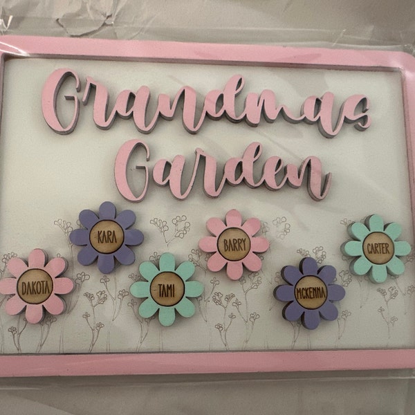 Grandmas Garden - Personalized Flower Sign for Grandma, Nana, Mimi ...