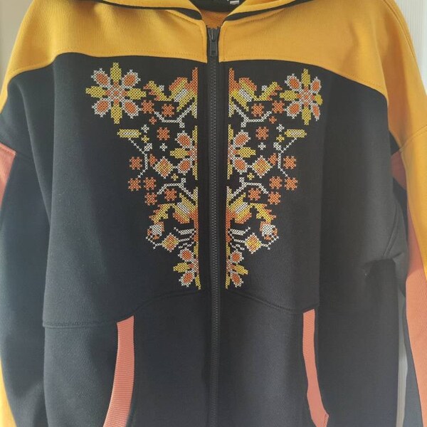 Ukrainian Traditional Ornament Hoodie With Embroidery, Hoodie ...