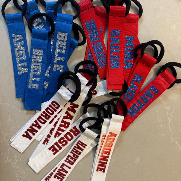 Pom Pom Tags - Set of 2 - Cheer - Cheerleader - Name - Personalized ...