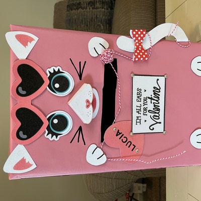 Cat Valentine Bag or Box Printable Decor Kit 3D Snout, Paws, Tail ...