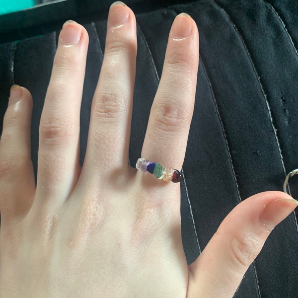 Chakra and Rainbow Gemstone Crystal Ring- Made to Order- Raw All ...