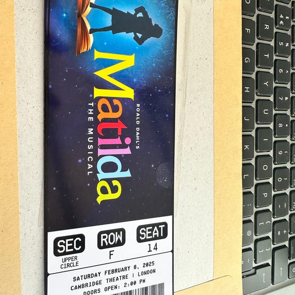 Custom Matilda the Musical Theatre Ticket | Personalized Gift Reveal ...