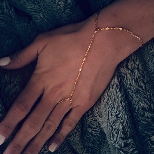 Gold Hand Chain, Dainty Hand Chain, Finger Chain Bracelet, Minimalist ...