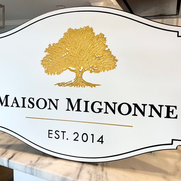 Country Estate Property Name Sign Hanging From Wood and Wrought Iron ...