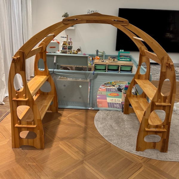 Wooden Waldorf Playstand 140cm Medium Kids Play Gym 1st Birthday ...