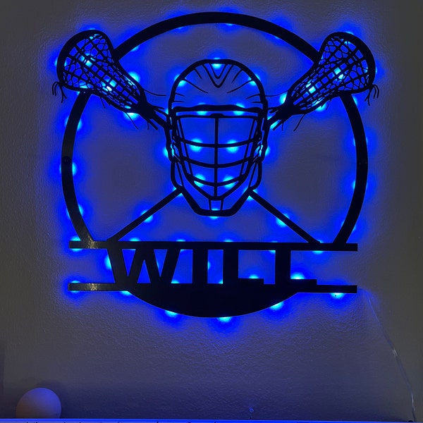 Custom Lacrosse Sign Metal Wall Art Led Light, Lacrosse Sticks and ...
