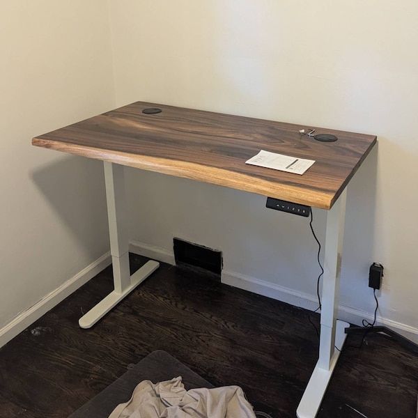 Live Edge Walnut Standing Desk - Solid Wood Adjustable Sit Stand Desk ...