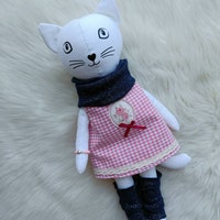 Cat sewing pattern, 12 stuffed cat doll with clothes, pdf tutorial ...