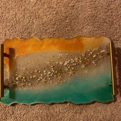 Resin Ocean Coaters 16 Dollars per Coaster with Seashell Embelishments . - Etsy