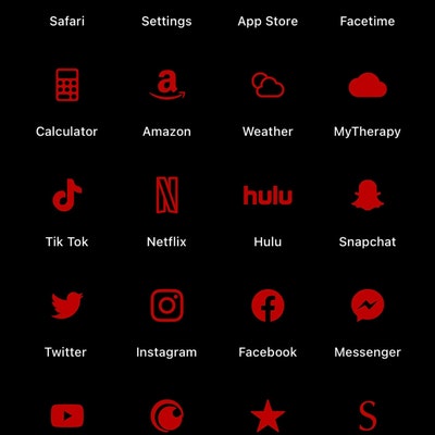 Red and Black App Icons iPhone IOS Theme Minimalist Black App Cover Red ...