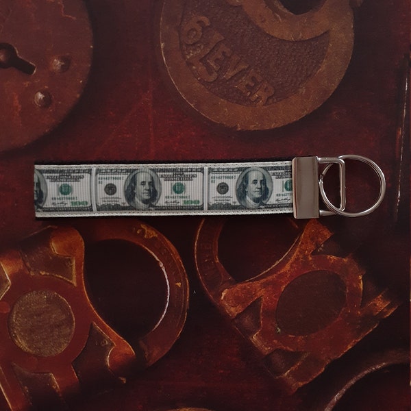 All About the Benjamins Key Fob Wristlet! Cash Money Ribbon Key Chain ...
