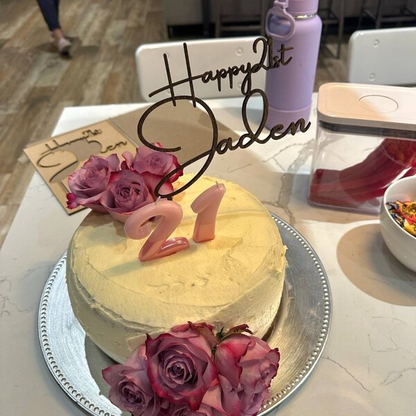 Happy 21st Cake Topper, Personalized Birthday Cake, Custom Name, DIY ...